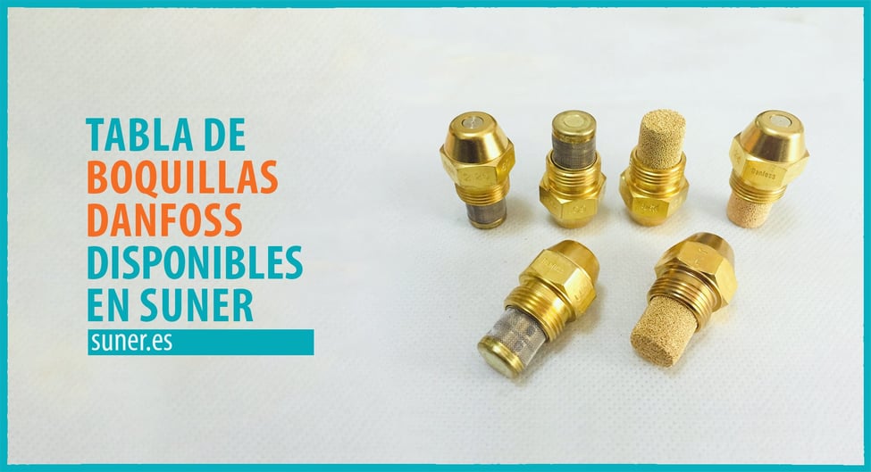 Tabla de boquillas Danfoss disponibles en Suner