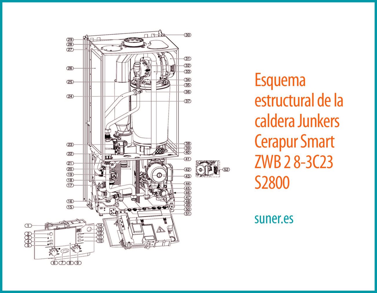Despiece de la caldera Junkers Modelo ZWB 28-3C23 S2800