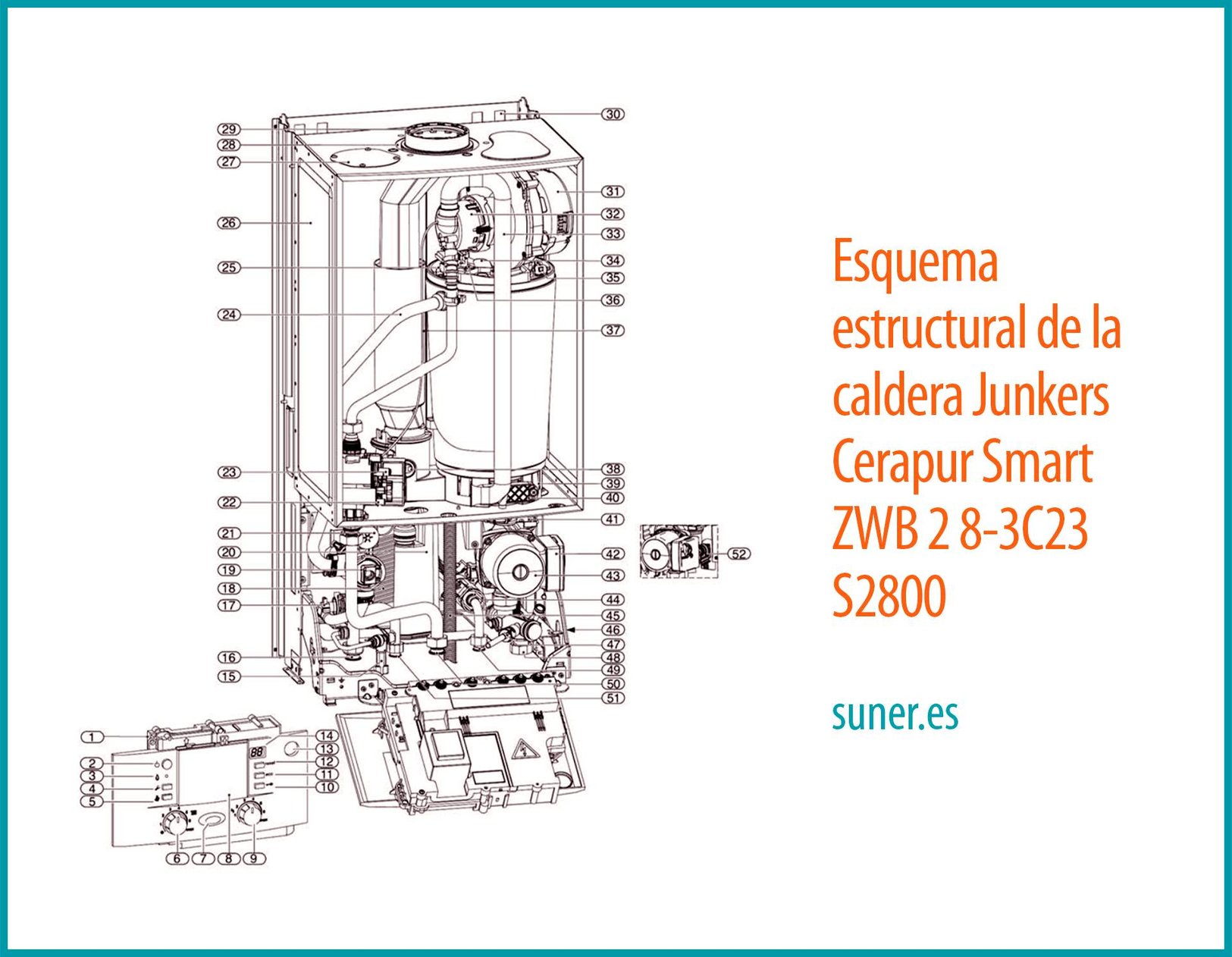 Despiece de la caldera Junkers Modelo ZWB 28-3C23 S2800